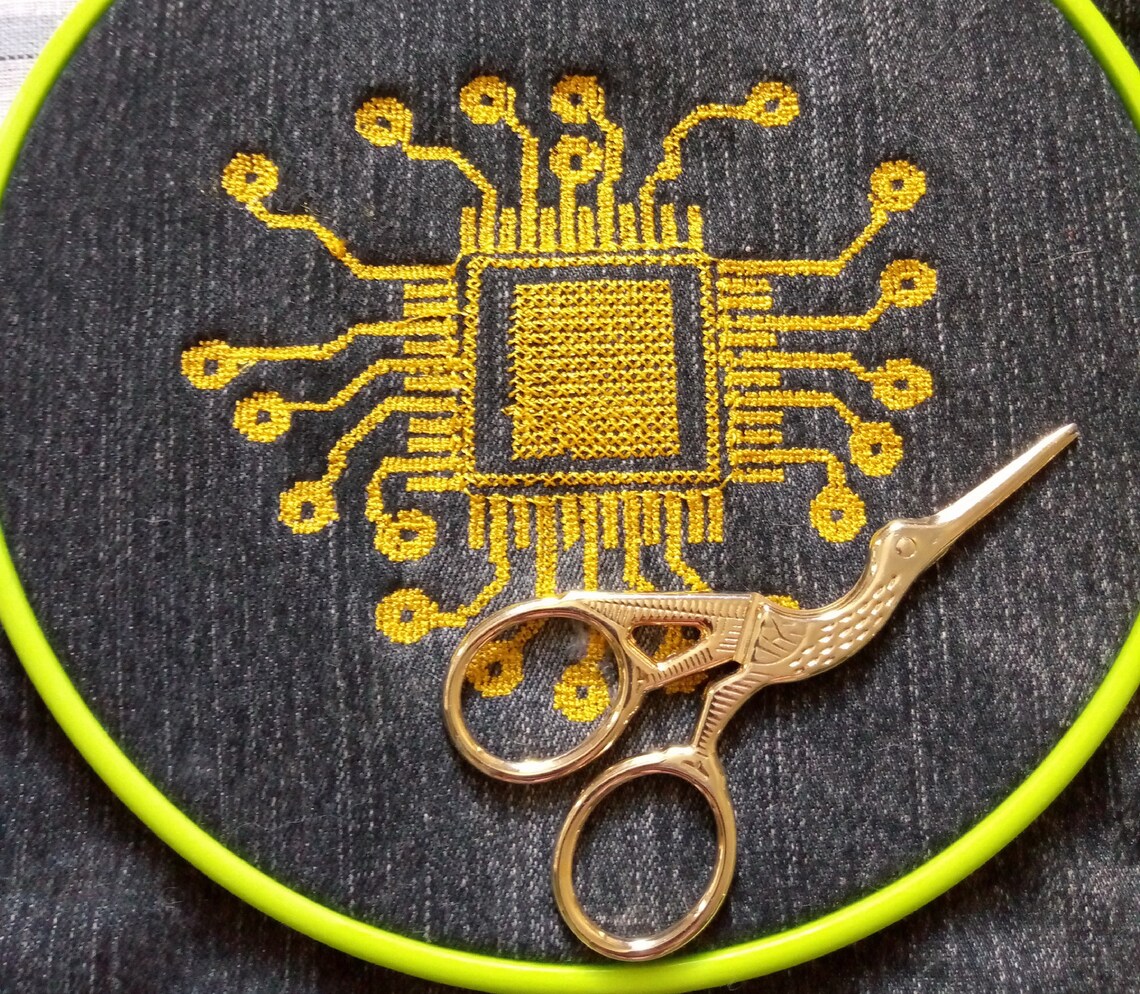 Electronic Chip Cross Stitch Pattern: Computer Circuit Board (instant ...