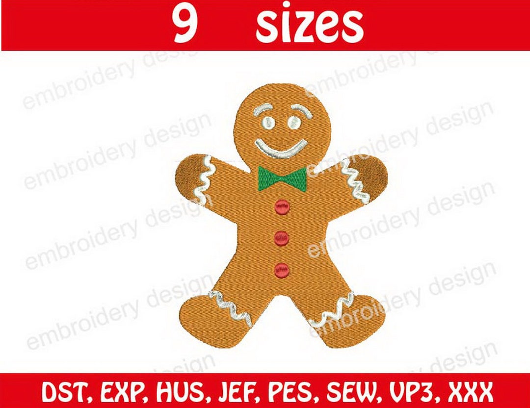 Gingerbread Man Machine Embroidery Design: Christmas Pattern (instant ...