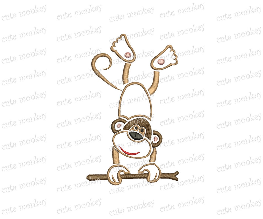 Monkey Design Embroidery, 12 Sizes Cute Monkey Design Embroidery Fill ...