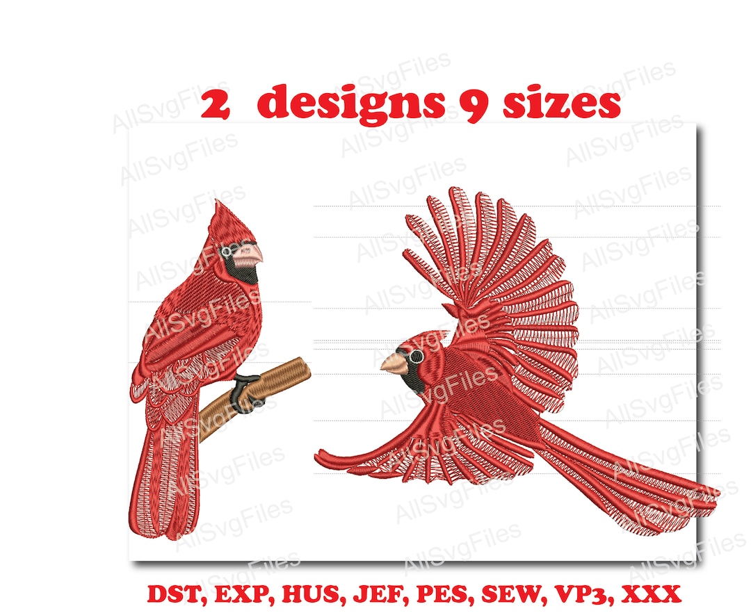 Cardinal Bird Machine Embroidery Design , Cardinal Pattern, Christmas ...