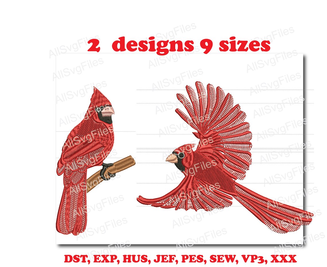 Cardinal Bird Machine Embroidery Design Cardinal Pattern - Etsy
