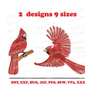 Cardinal Bird Machine Embroidery Design , Cardinal Pattern, Christmas ...