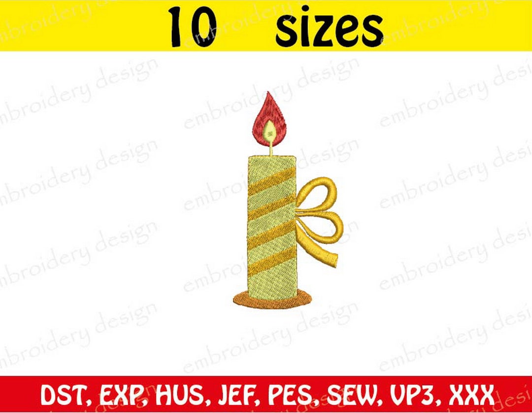 Christmas Candle Machine Embroidery Design (instant Download) - Etsy