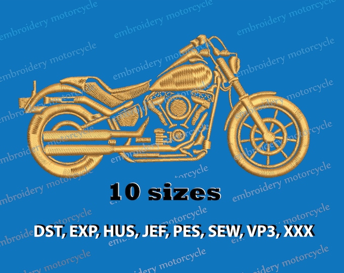 Motorcycle Embroidery Design. Machine Embroidery Design. Chopper ...