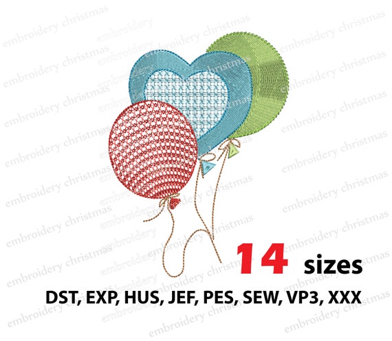 Balloon Embroidery Design Holiday Balloon Machine Embroidey | Etsy