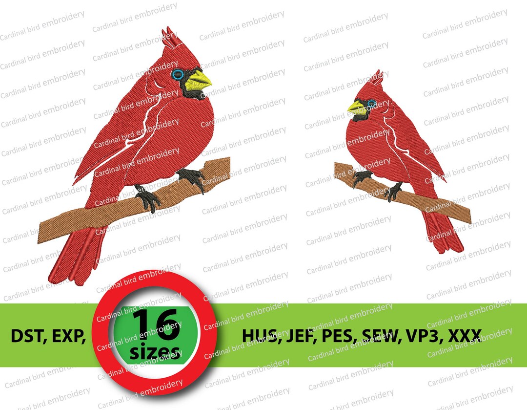 Cardinal Embroidery Design, Bird Cardinal Machine Embroidery Design ...