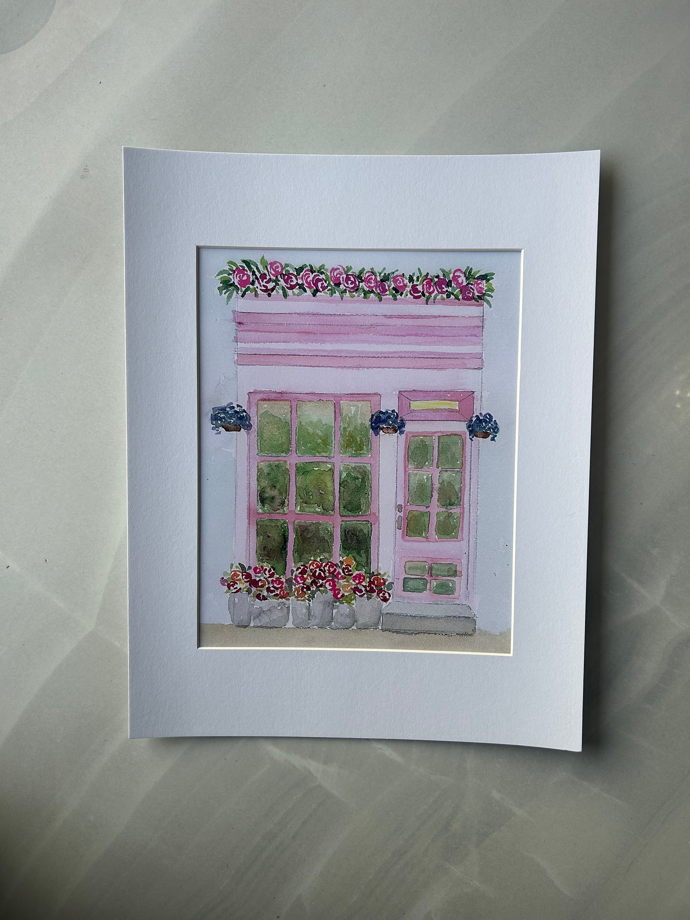 Watercolor Floral House Front. Wall Art. Watercolor Print. Girls Room ...