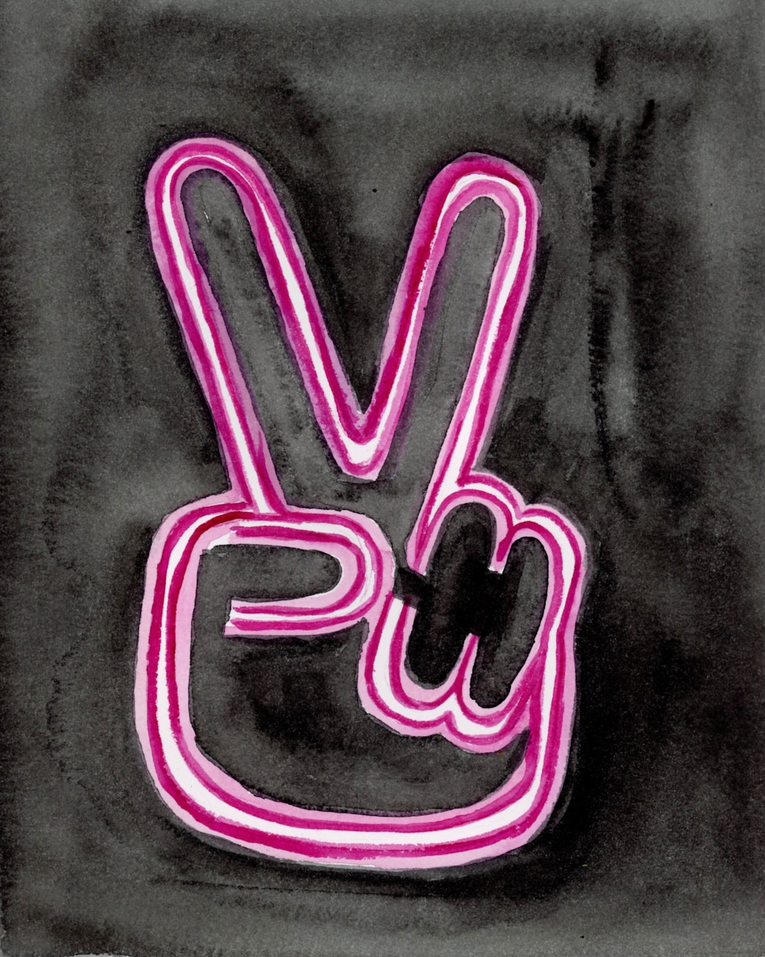 Peace Sign Watercolor. Wall Art. Watercolor Print. Girls Room Art. - Etsy