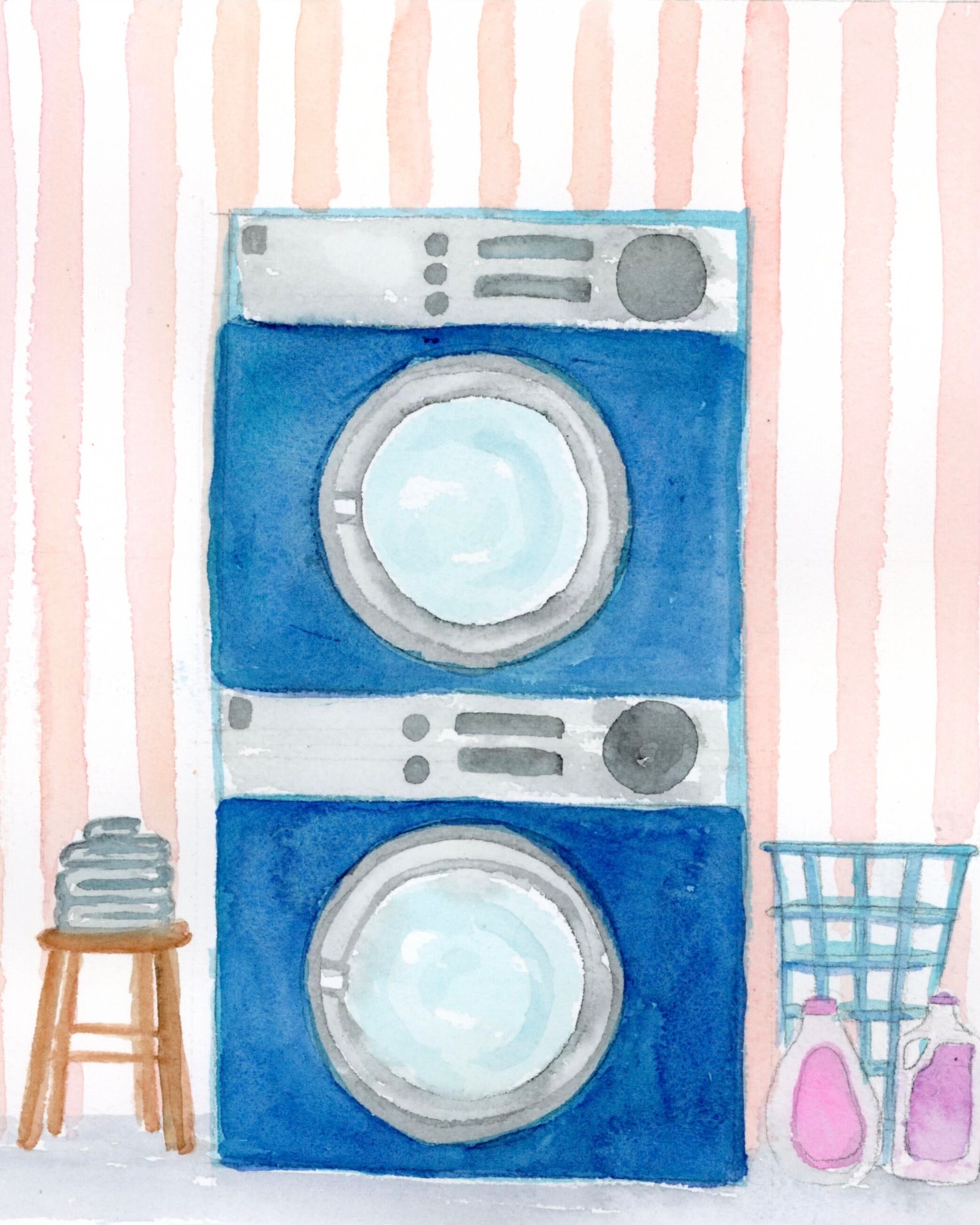 Watercolor Laundry Room Art. Wall Art. Watercolor Print. Fun Art. - Etsy