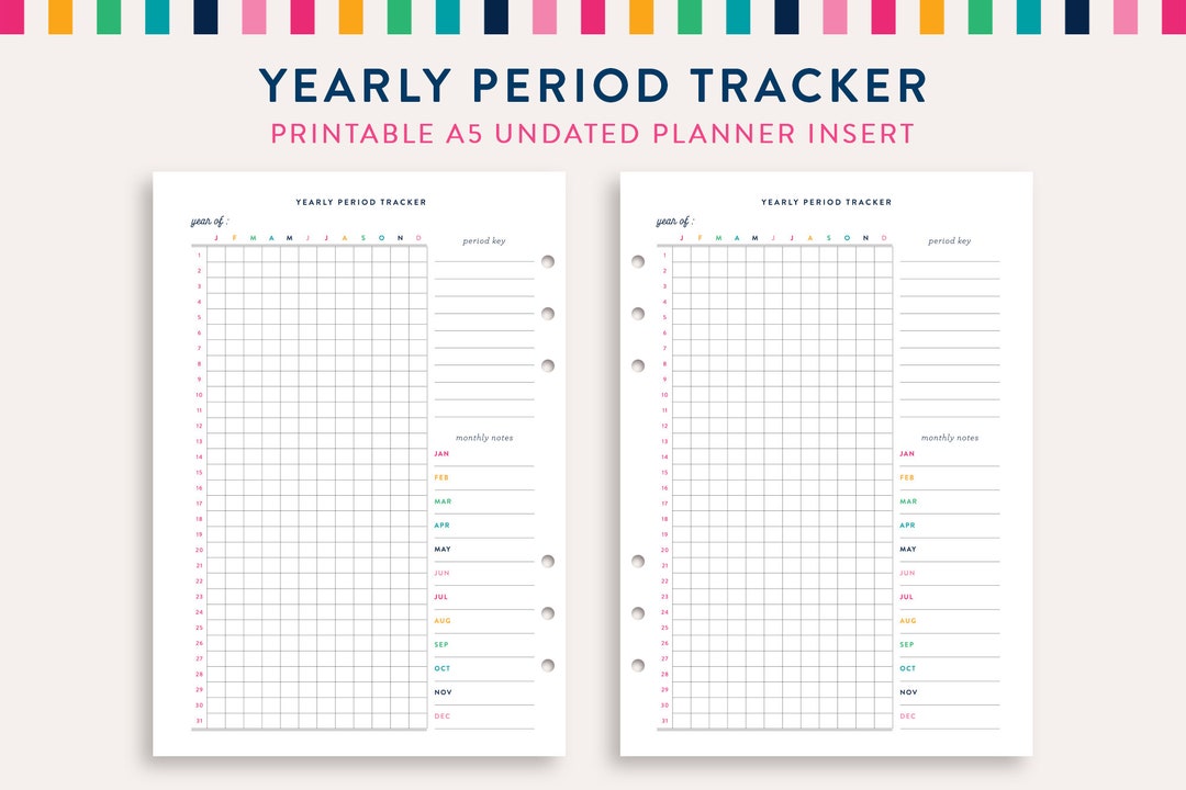 Yearly Period Tracker A5 Planner Inserts, Yearly Period Tracker Sheet ...