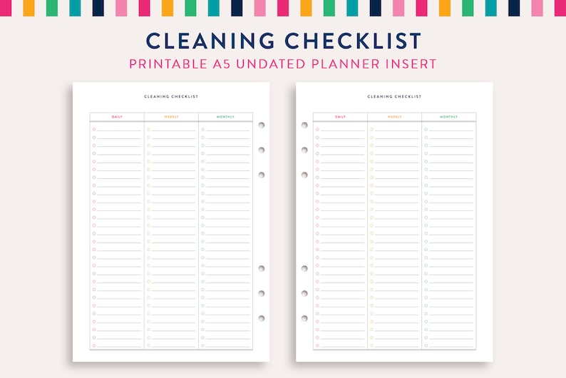 Cleaning Checklist A5 Planner Inserts Cleaning Checklist - Etsy
