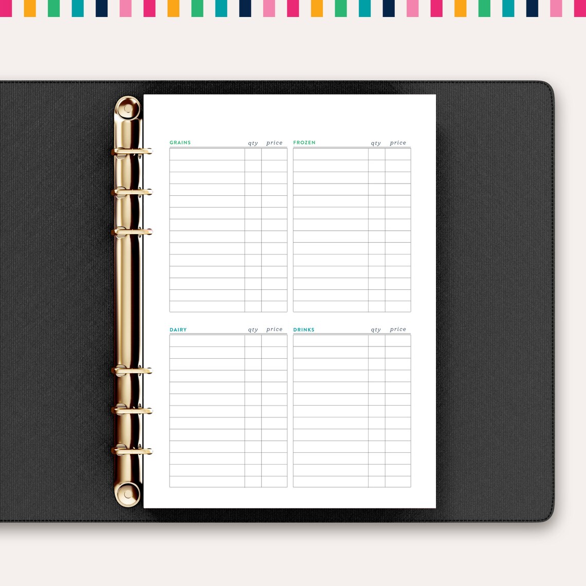 Grocery List A5 Planner Inserts, Grocery List Sheet, Printable Grocery ...