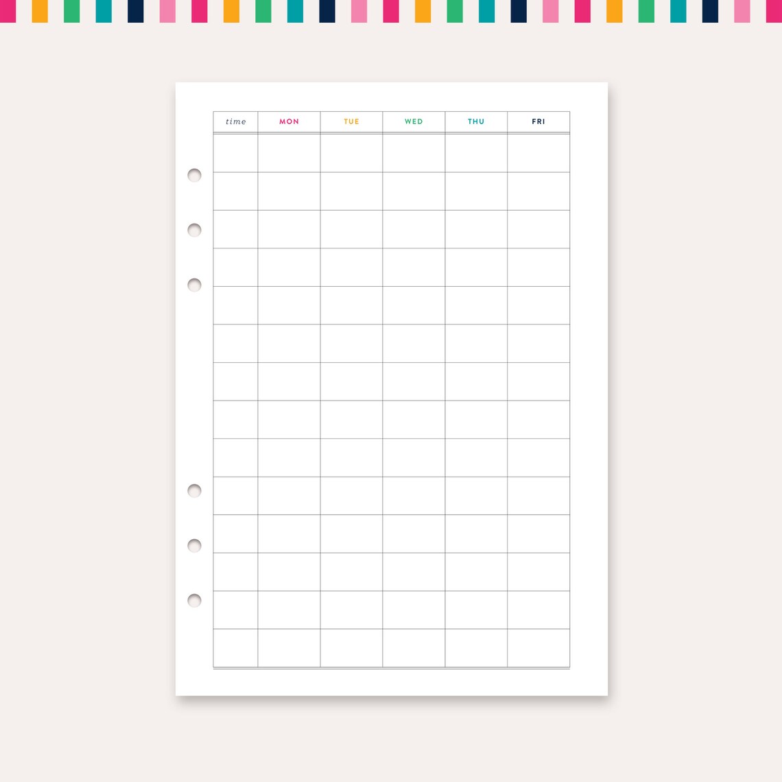 Student Timetable A5 Planner Inserts, Student Timetable Sheet ...