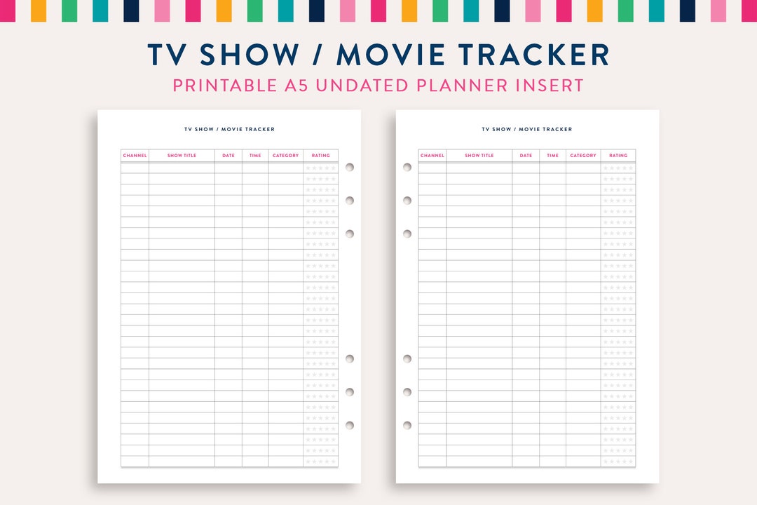 TV Show/ Movie Tracker A5 Planner Inserts, TV Show/ Movie Tracker Sheet ...