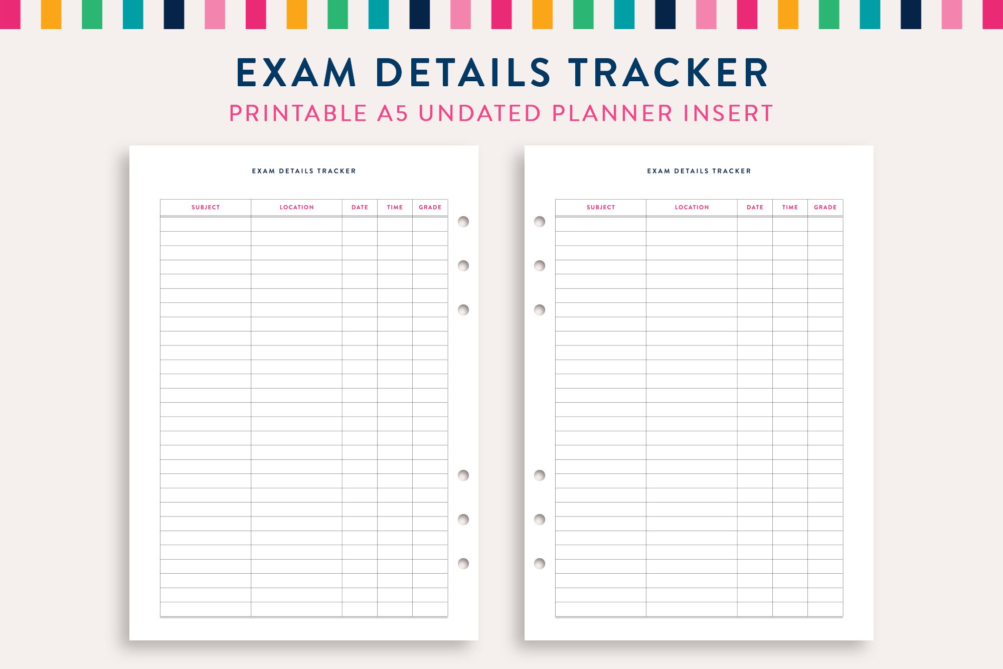 Exam Details Tracker A5 Planner Inserts, Exam Details Tracker Sheet ...