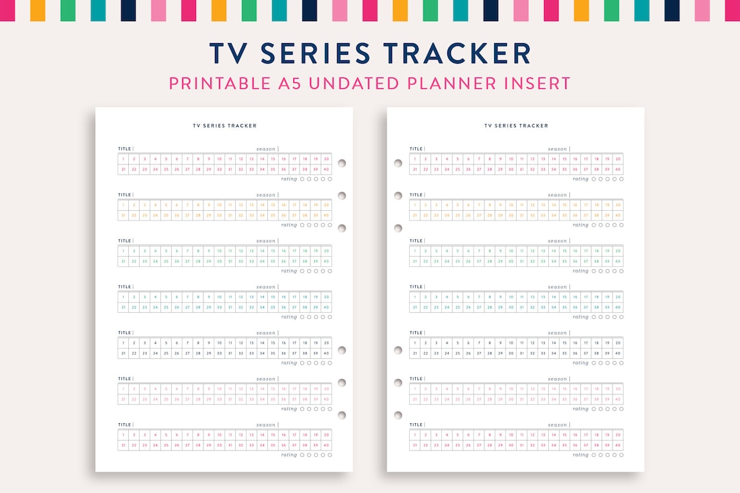 TV Series Tracker A5 Planner Inserts, Tv Series Tracker Sheet ...