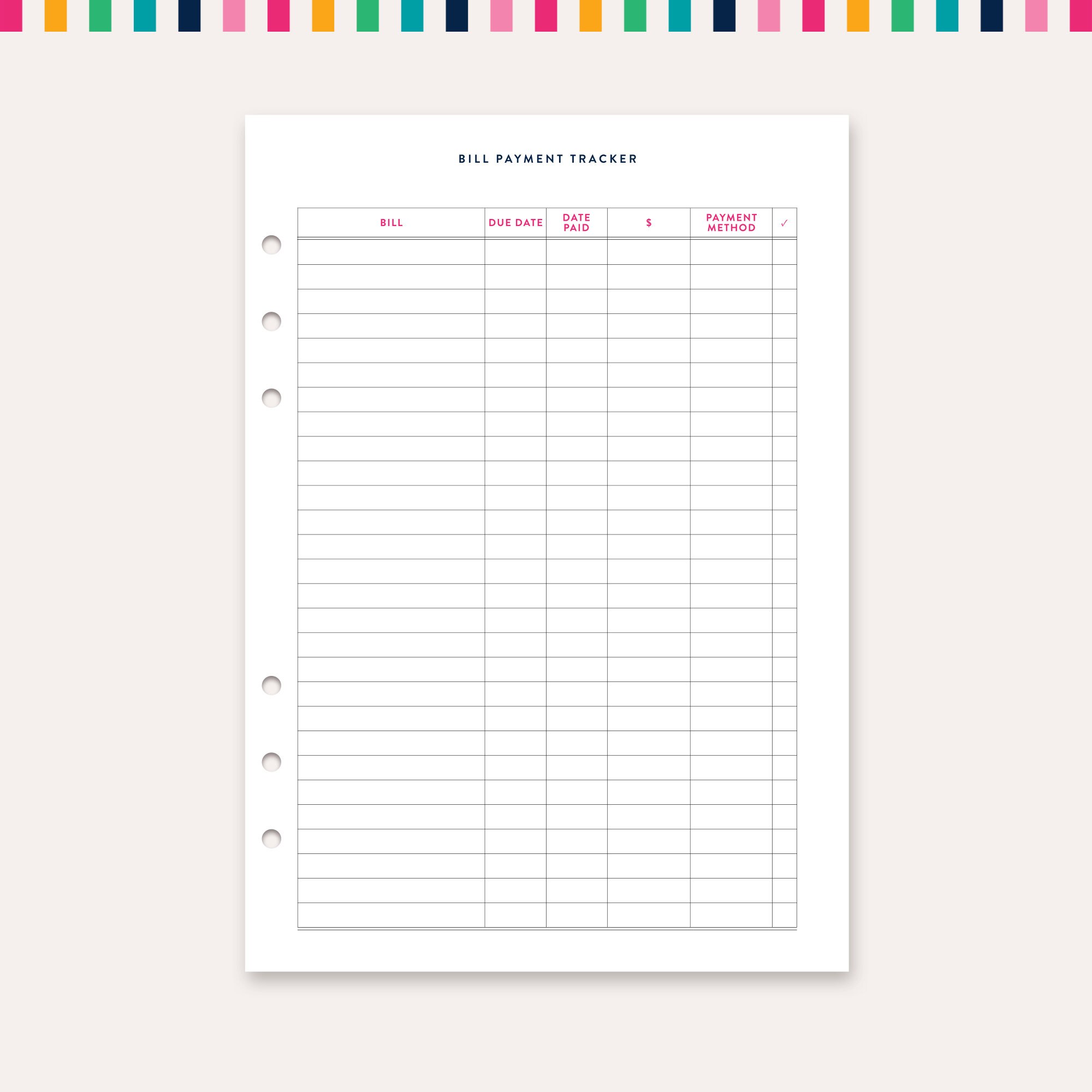Bill Payment Tracker A5 Planner Inserts, Bill Payment Sheet, Printable ...