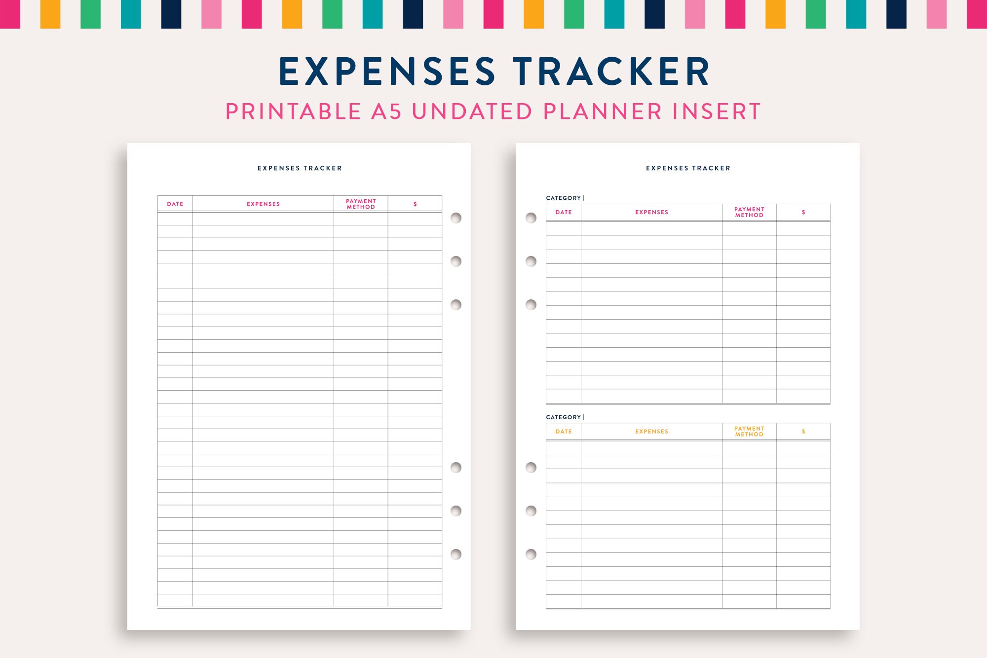 Expenses Tracker A5 Planner Inserts, Expenses Tracker Sheet, Printable ...