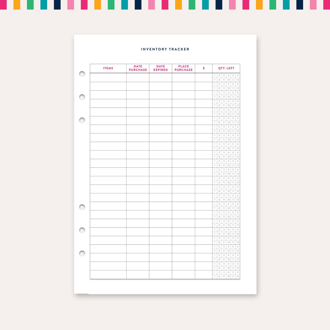 Inventory Tracker A5 Planner Inserts, Inventory Tracker Sheet ...