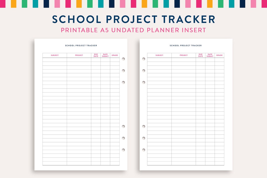 School Project Tracker A5 Planner Inserts School Project - Etsy