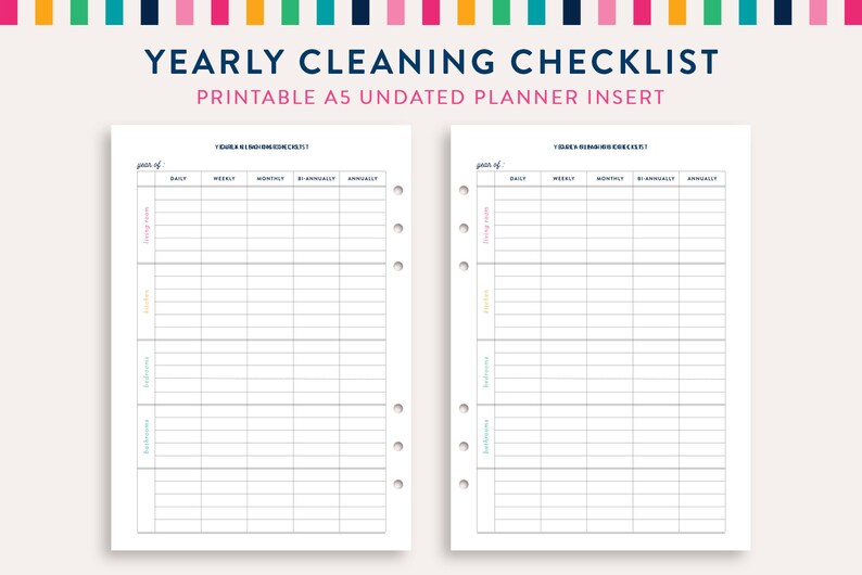 Cleaning Checklist A5 Planner Inserts Cleaning Checklist - Etsy