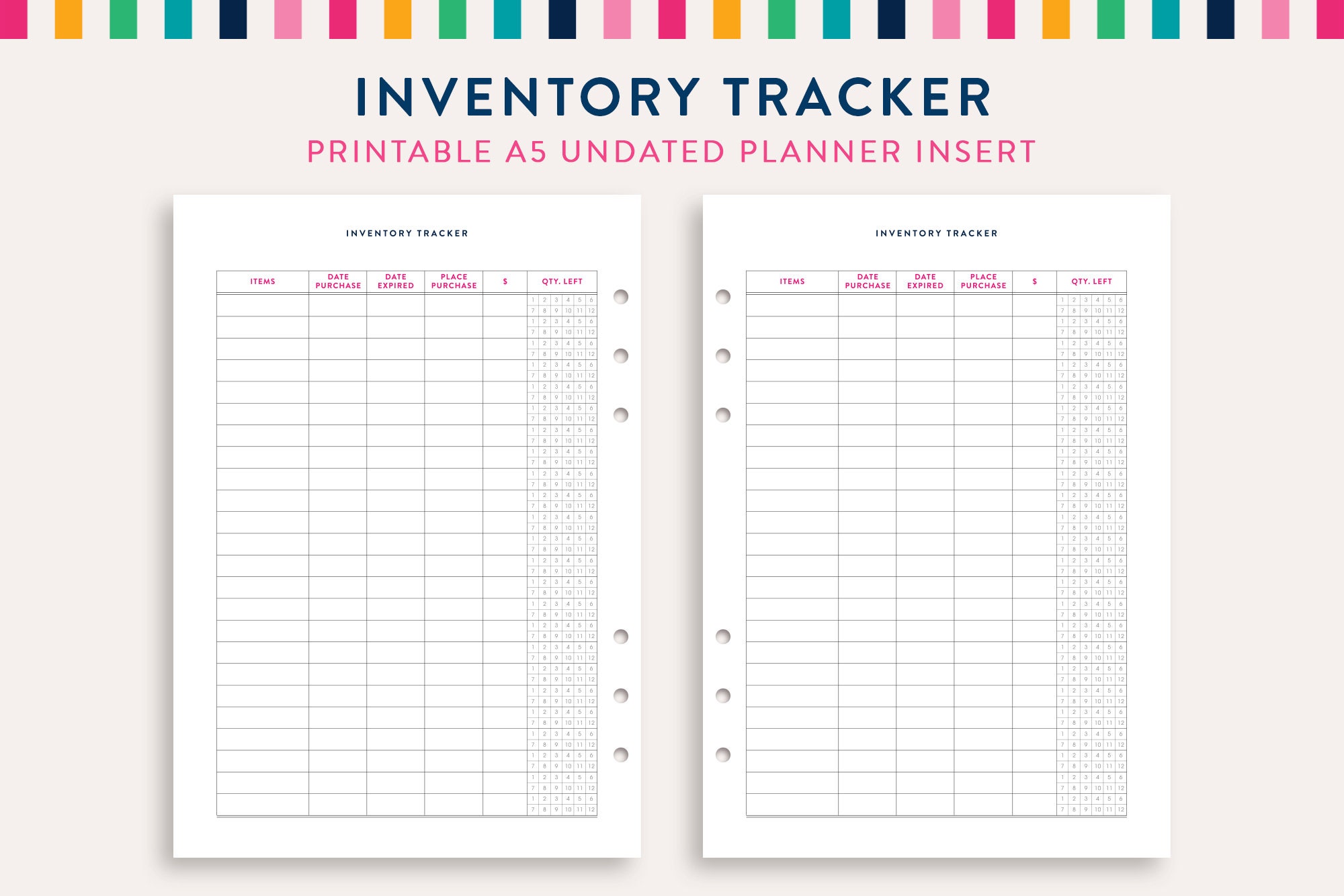 Inventory Tracker A5 Planner Inserts, Inventory Tracker Sheet, Printable Inventory Tracker PDF ...