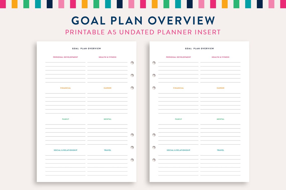 Goal Plan Overview A5 Planner Inserts, Goal Plan Overview Sheet ...