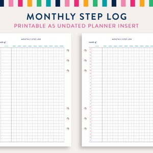 Monthly Step Log A5 Planner Inserts, Monthly Step Log Sheet, Printable ...