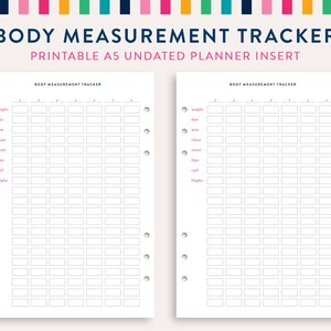 Body Measurement Tracker A5 Planner Inserts, Body Measurement Tracker ...