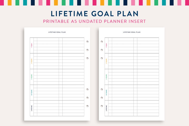 Lifetime Goal Plan A5 Planner Inserts Lifetime Goal Plan - Etsy