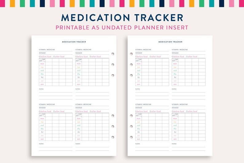 Family Medication Tracker A5 Planner Inserts, Family Medication Tracker ...