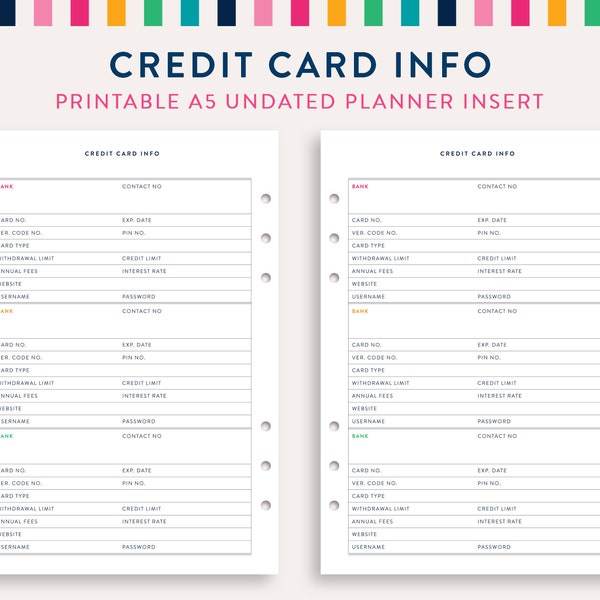 Credit Card Info Sheet - Etsy