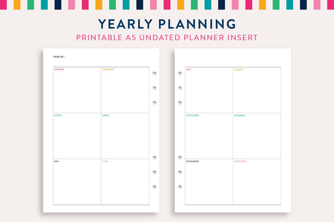 Yearly Planning A5 Planner Inserts, Yearly Planning Sheet, Printable ...