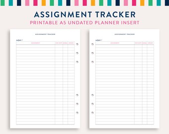 School Project Tracker A5 Planner Inserts, School Project Tracker Sheet ...