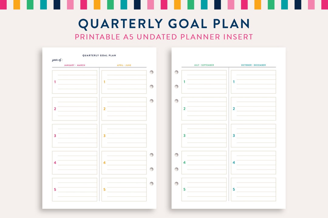 Quarterly Goal Plan A5 Planner Inserts, Quarterly Goal Plan Sheet ...