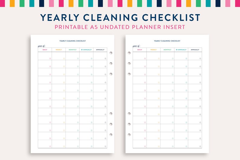 Cleaning Checklist A5 Planner Inserts, Cleaning Checklist Sheet ...