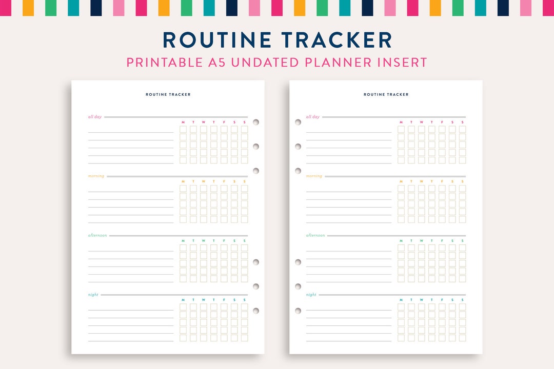 Weekly Routine Tracker A5 Planner Inserts, Weekly Routine Tracker Sheet ...