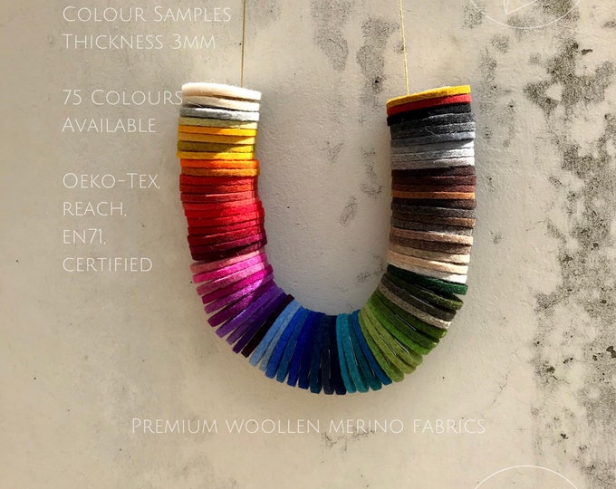 Swatch, 100% Pure Wool, 3mm Wool Felt Swatches, 75 Colours, Colour ...