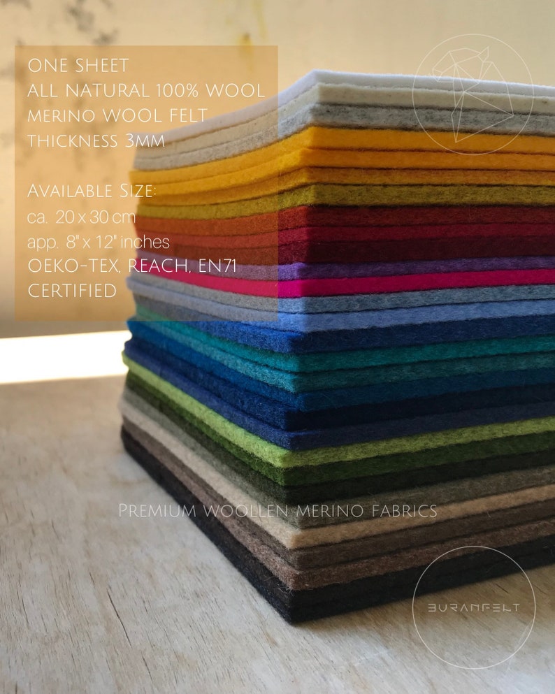 100% Pure Wool Wool Felt Sheets 20x30cm 8 x 12 | Etsy