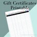 Customer Gift Certificate Log Form Contact Log Planner Pages Direct ...