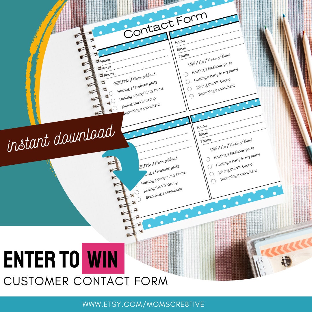 Customer Contact Form Contact Log Vendor Event Direct Sales Drawing ...