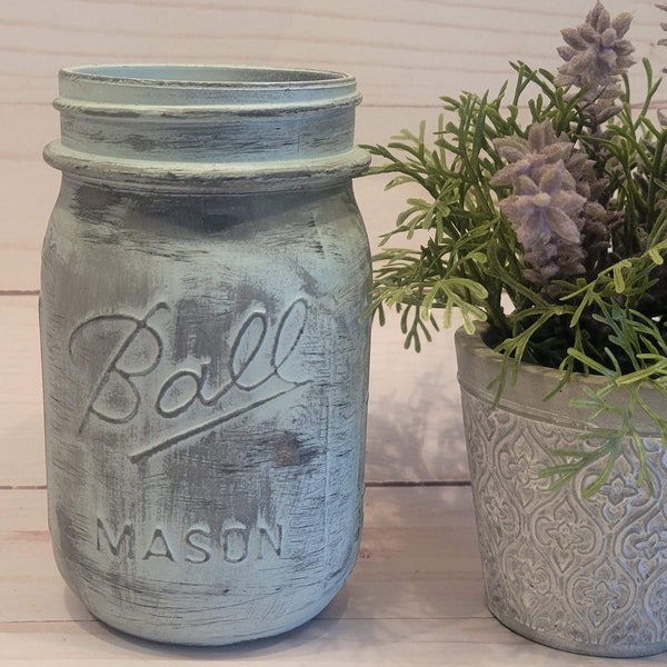 Distressed Mason Jar - Etsy