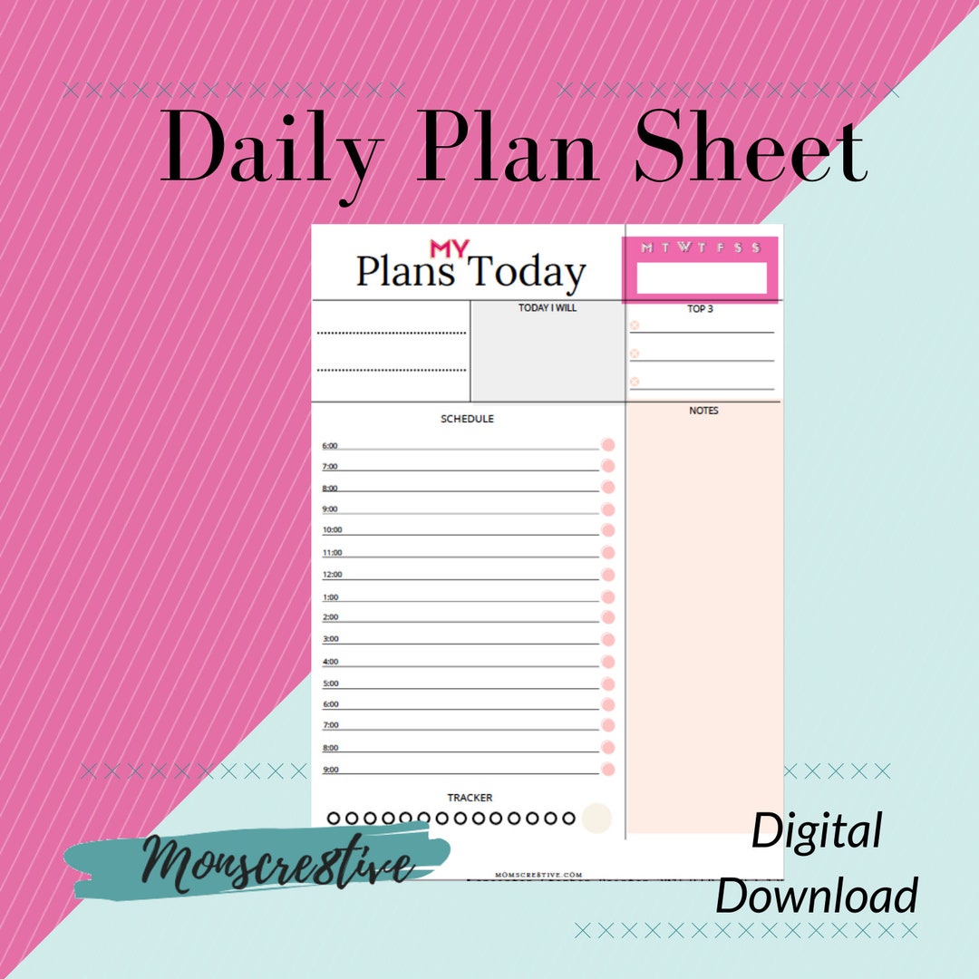 My Daily Plan Sheet Daily Task List Home Binder Insert Personal Lists ...
