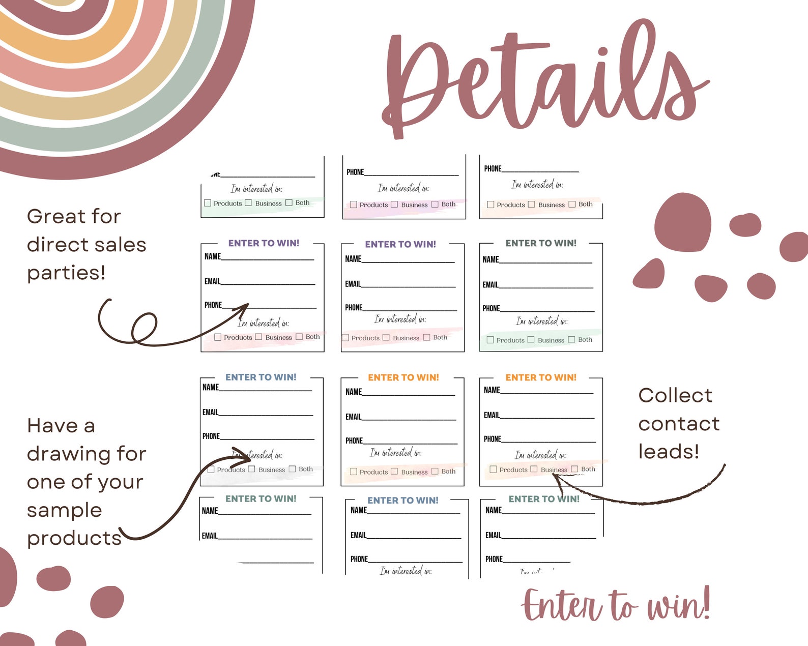 Customer Contact Form | Enter to Win Slips | Vendor Event | Direct ...