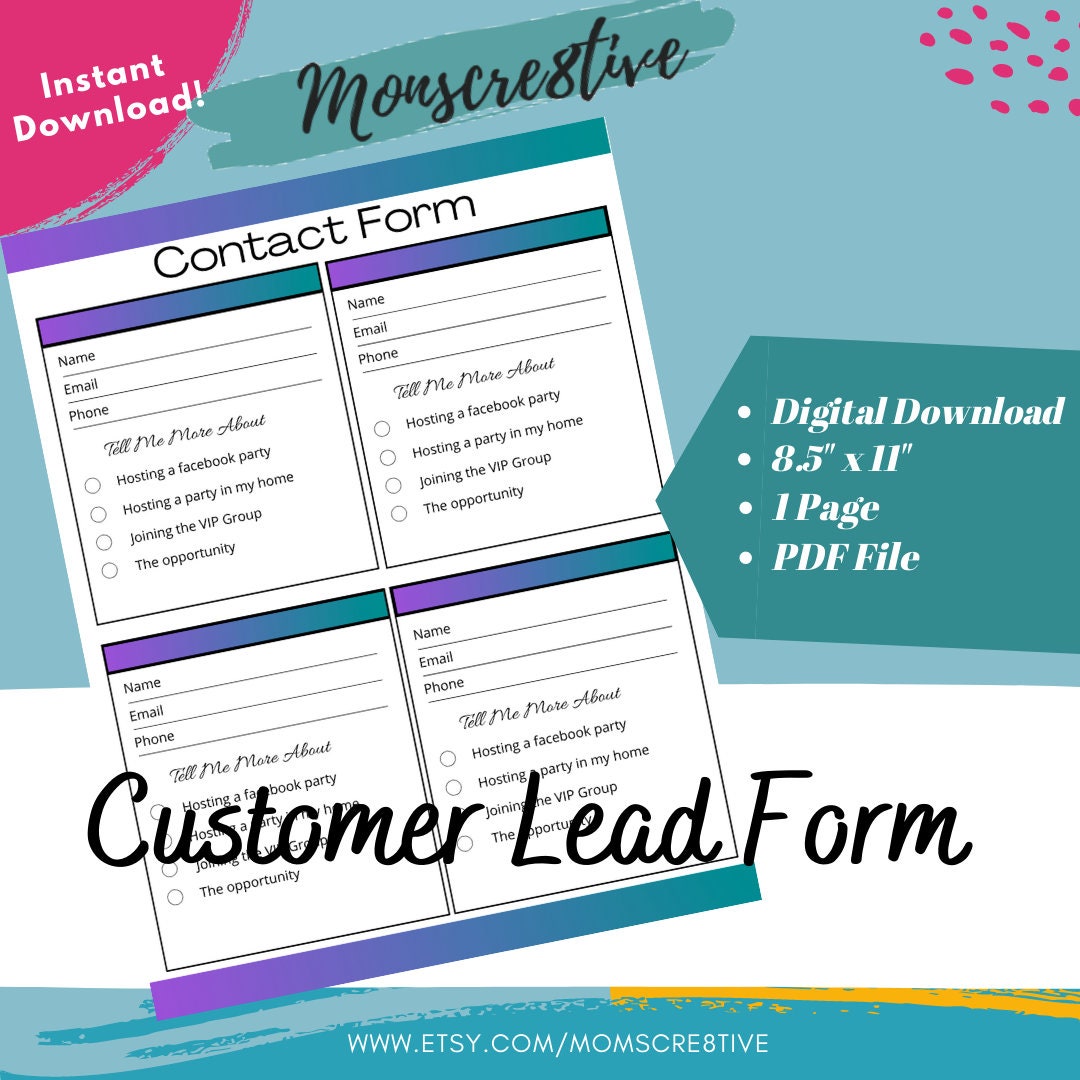 Customer Contact Form Contact Log Vendor Event Direct Sales Drawing ...