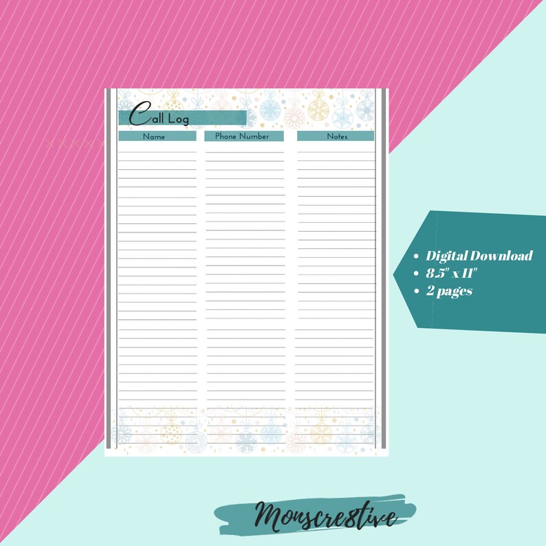 CALL Logblack & Teal Call List to Do List Planner Pages Direct Sales ...
