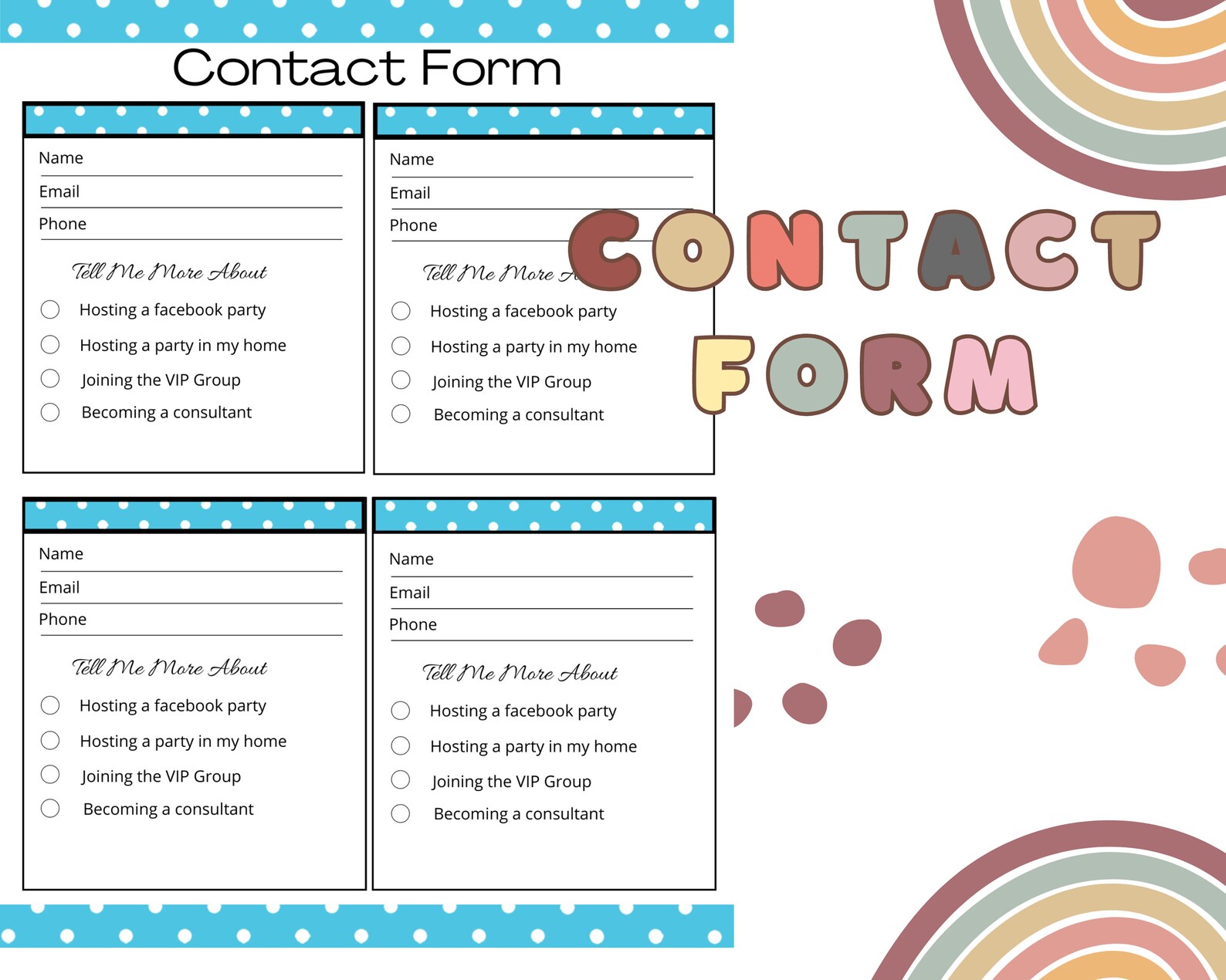 Customer Contact Form Contact Log Vendor Event Direct Sales Drawing ...