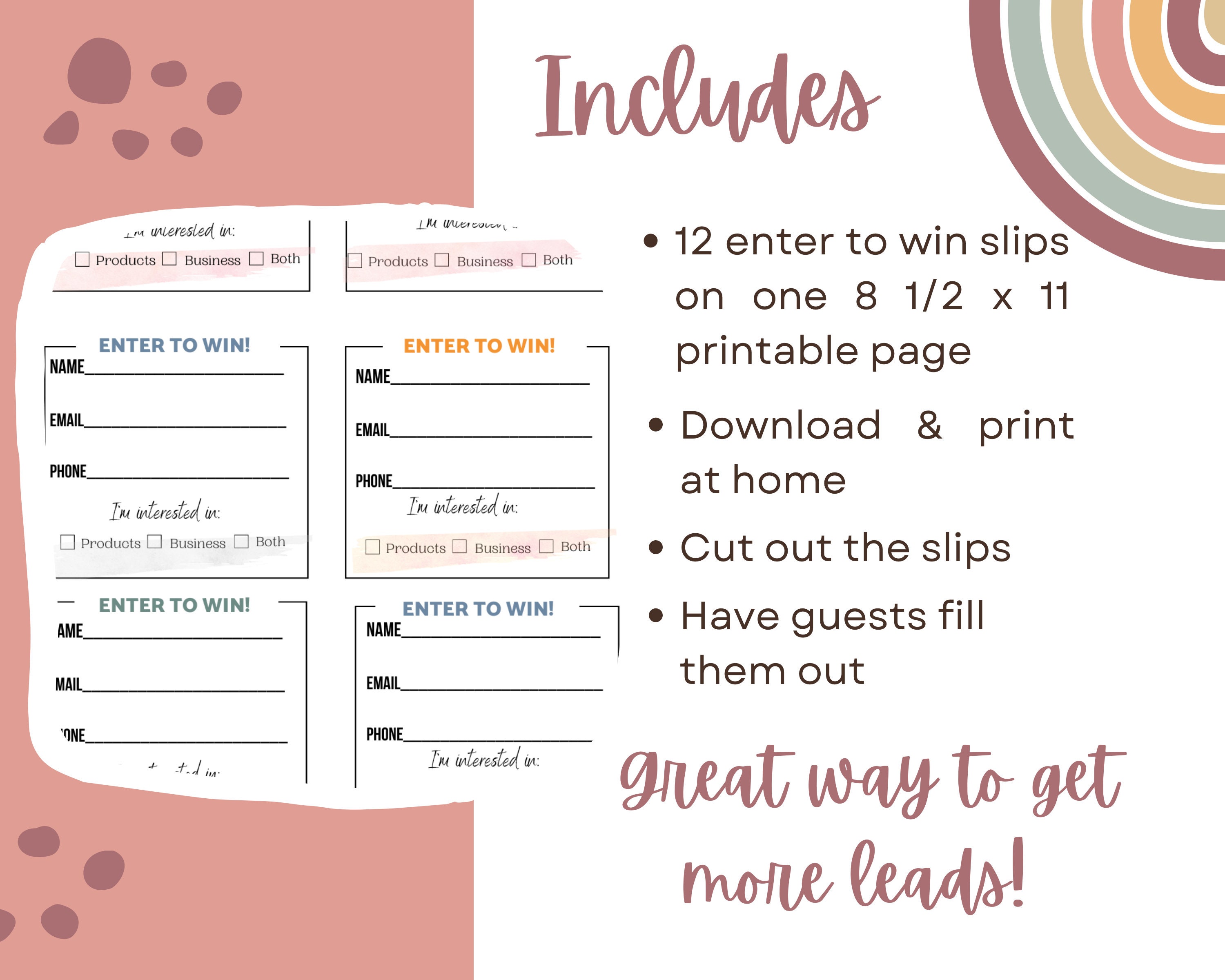 Customer Contact Form | Enter to Win Slips | Vendor Event | Direct ...