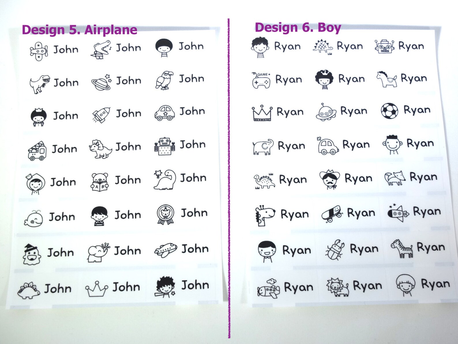 Waterproof CLEAR Name Sticker Medium Size MIXED DESIGN (120 Stickers ...
