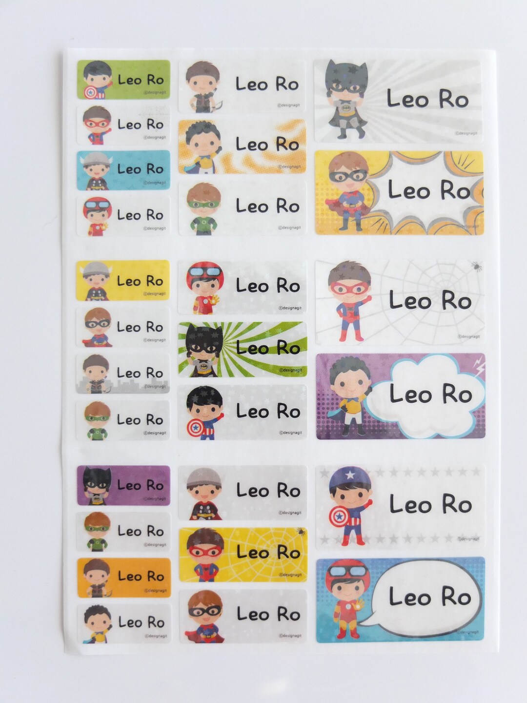 Waterproof Superhero Boys Name Sticker Mixed Sizes - Etsy
